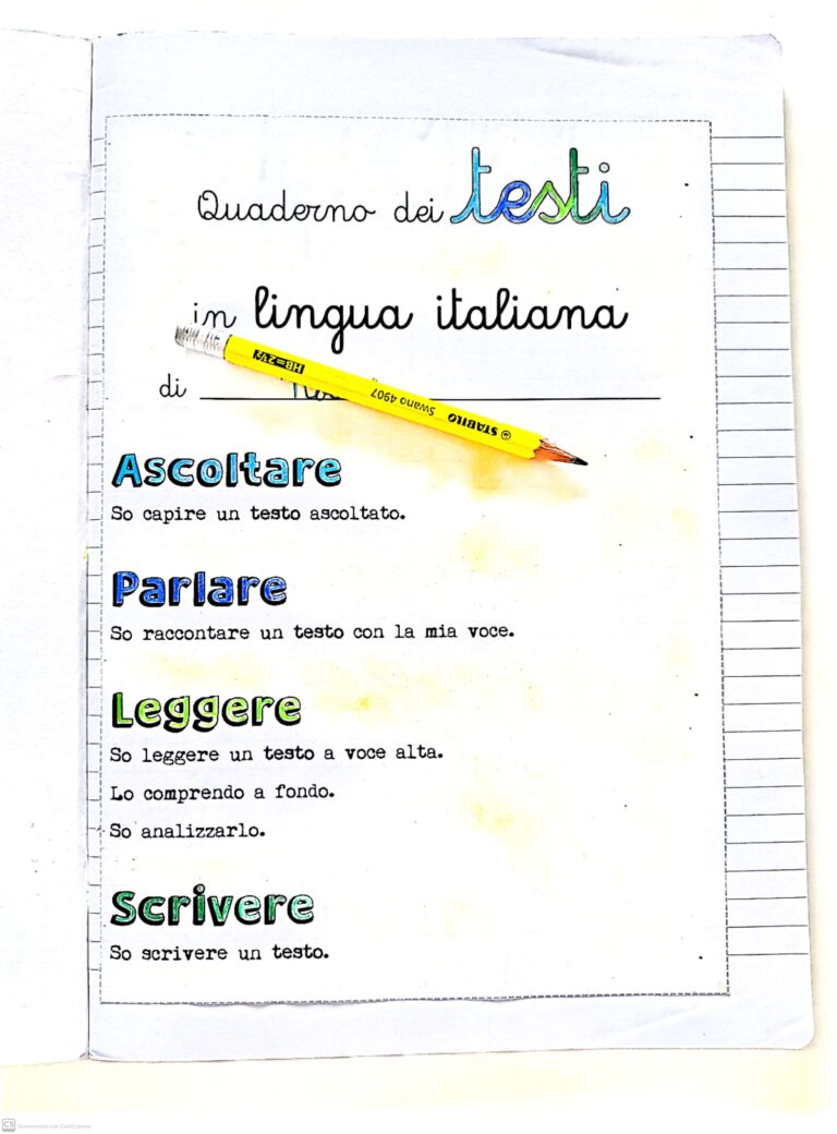 Quaderno italiano testi classe quarta - Maestra Chiara